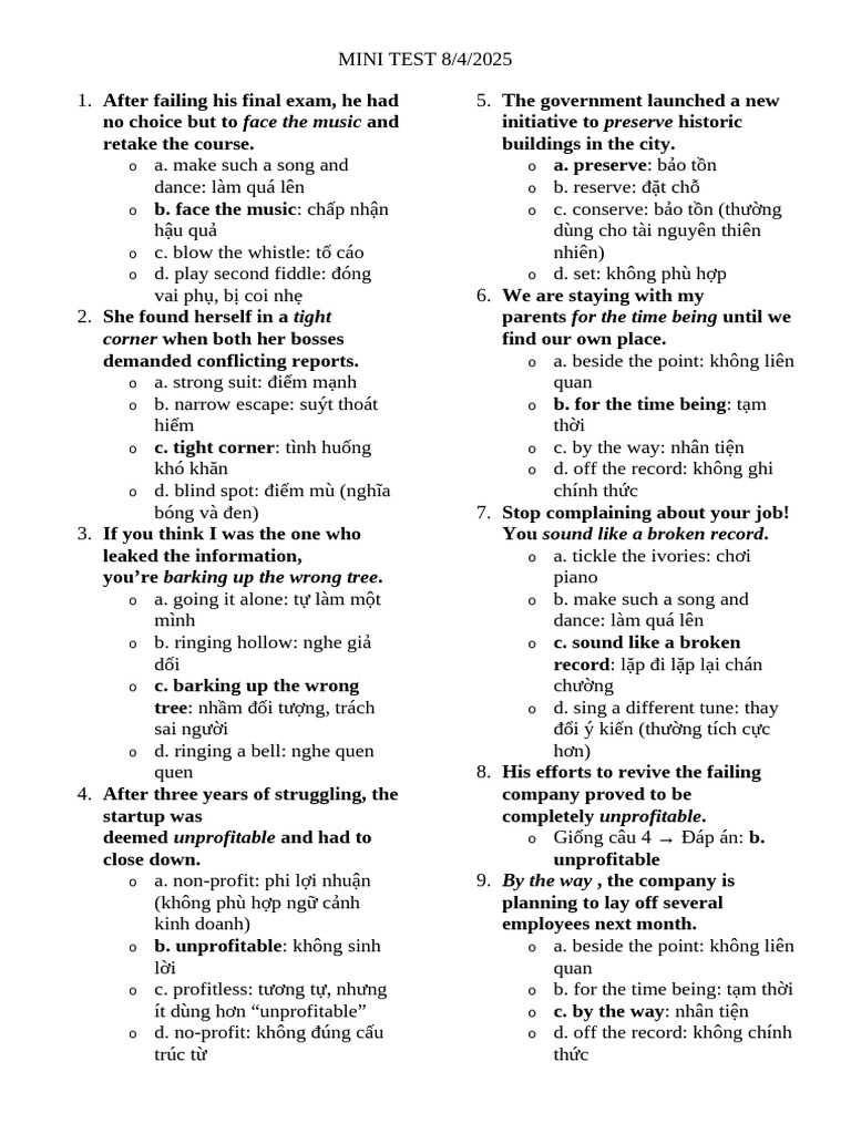 Mini Test 8:4:25 | PDF