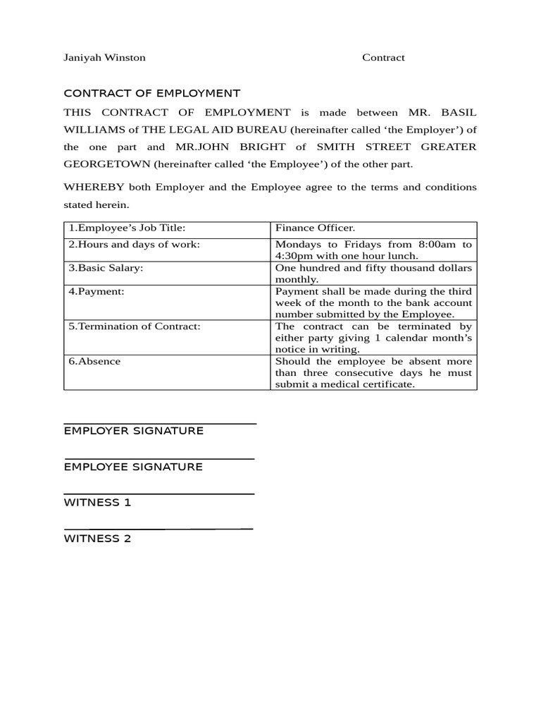 Contract of Employment | PDF