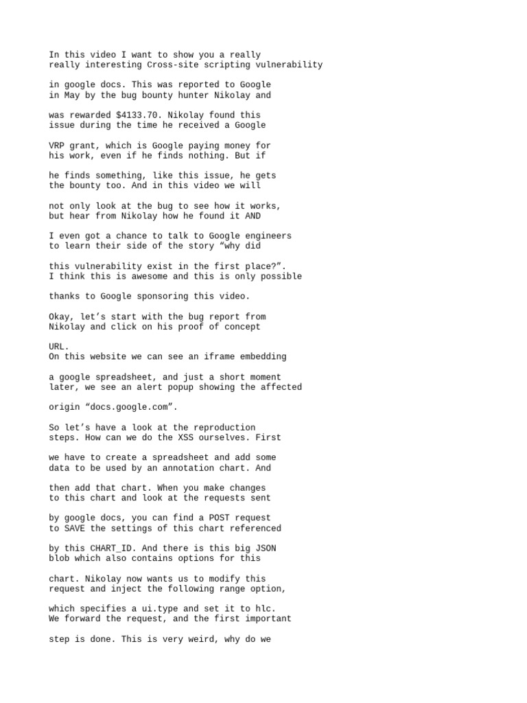 (English) Script Gadgets! Google Docs XSS Vulnerability Walkthrough (DownSub - Com) | PDF | Java ...