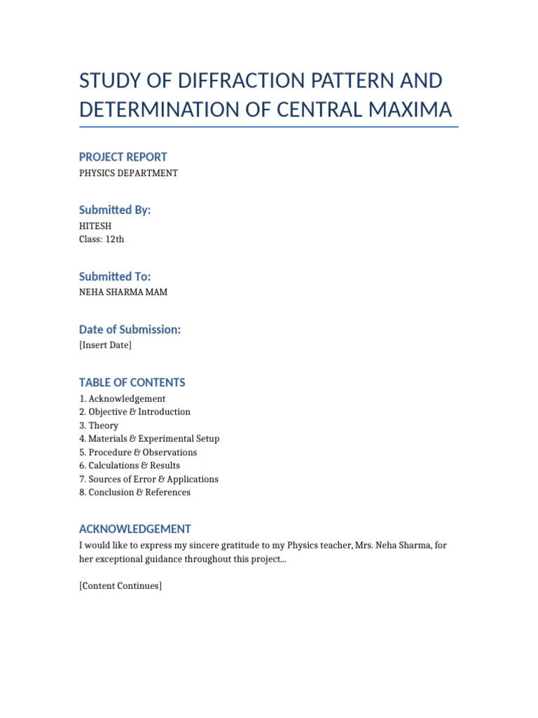 Diffraction Project Report | PDF