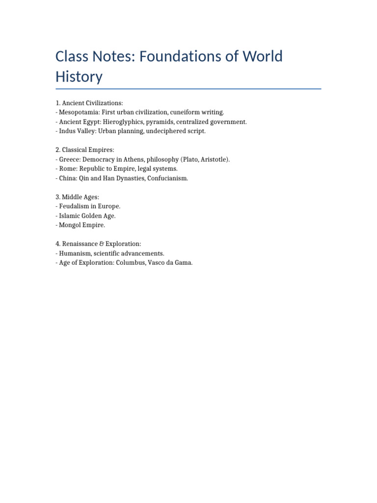 Class Notes World History | PDF