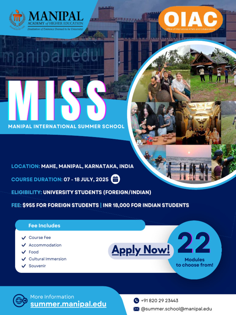 Manipal International Summer School - 2025 | PDF