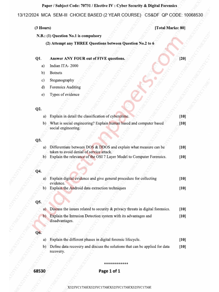 Technology - Mca Master of Computer Applications - Semester 3 - 2024 - December - Elective 4 ...