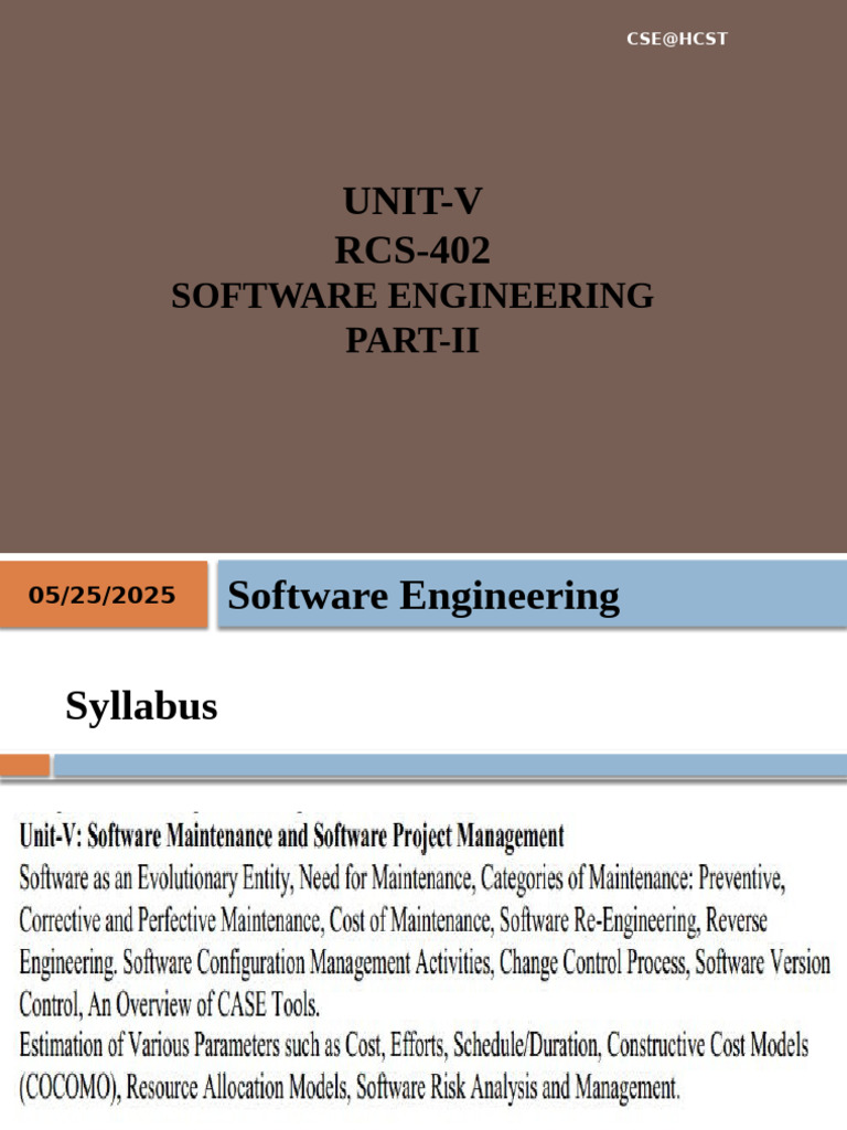 UNIT-V - SWE Part-2 | PDF | Software | Computing
