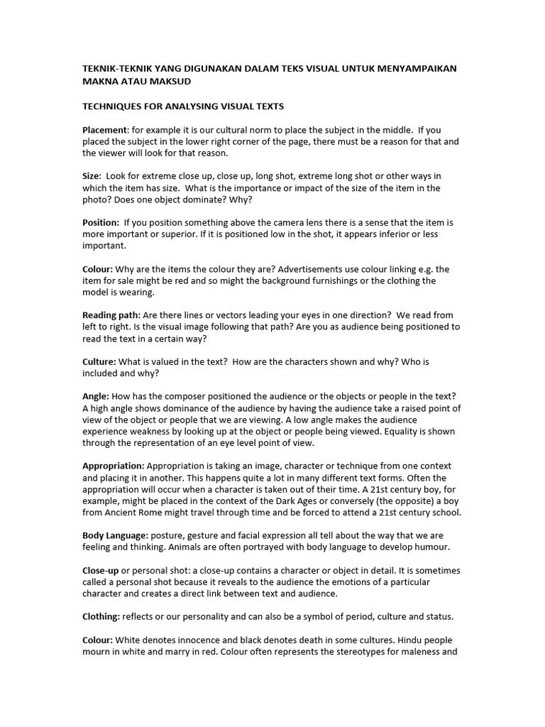 Teknik Analisis Teks Visual | PDF | Color | Body Language