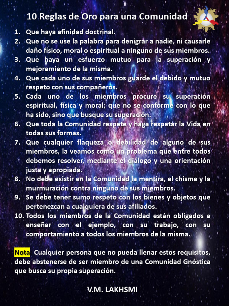 10 Reglas de Oro para Una Comunidad | PDF