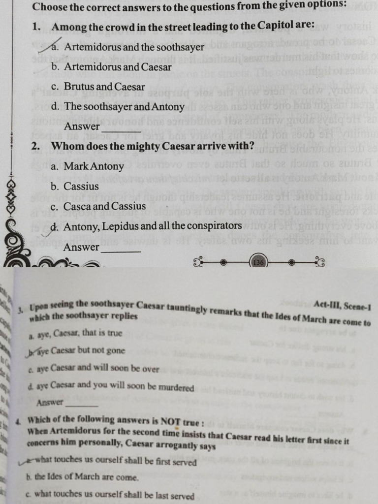 Julius Caesar Act 3 MCQ (All Scenes) 20250520 11.41.51 | PDF