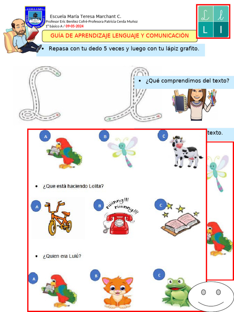 Consonante L Escritura Silaba Inicial+lectura Palabras | PDF