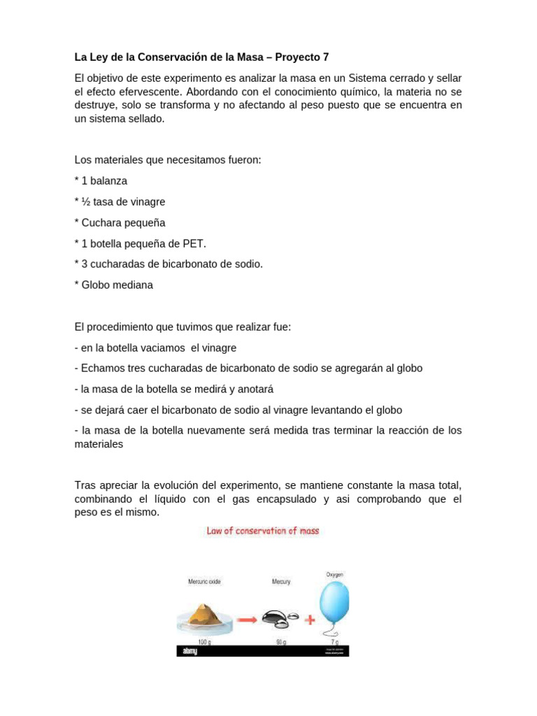 Ley de La Conservacion de La Masa | PDF