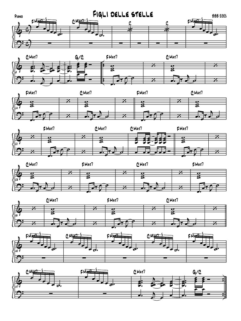 Music Sheet for Piano: FMaj & CMaj | PDF