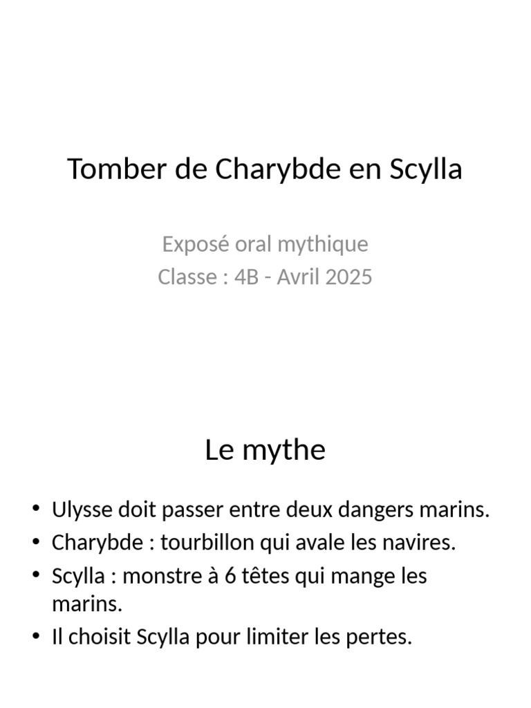 Exposé_Charybde_Scylla une expression tomber de charybde en Scylla | PDF