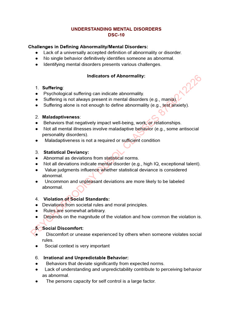 Understanding Mental Disorders DSC-10 | PDF | Neurotransmitter ...