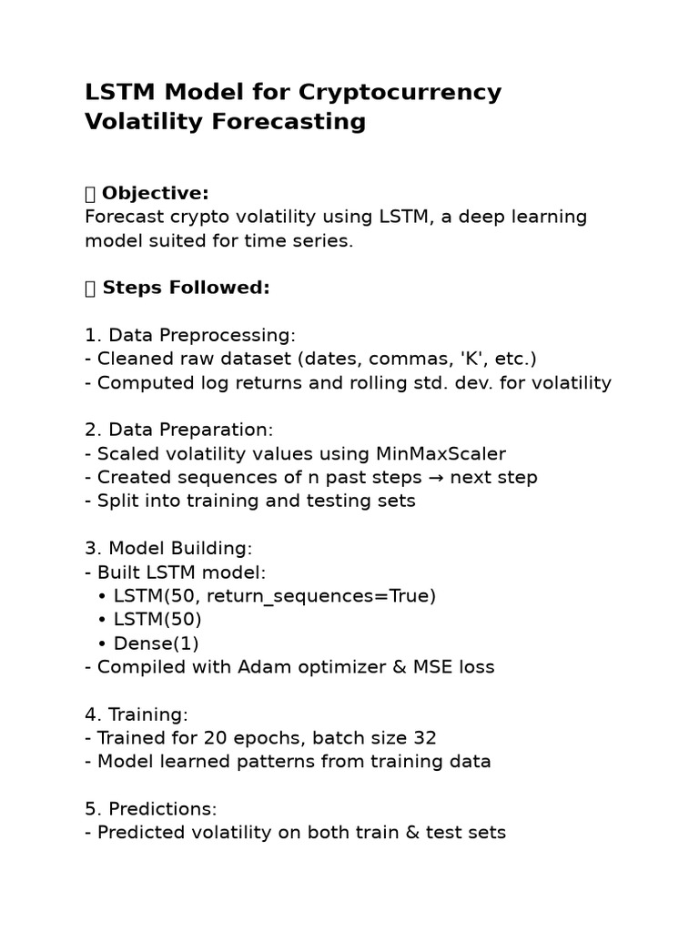 LSTM Model For Cryptocurrency Volatility Forecasting | PDF