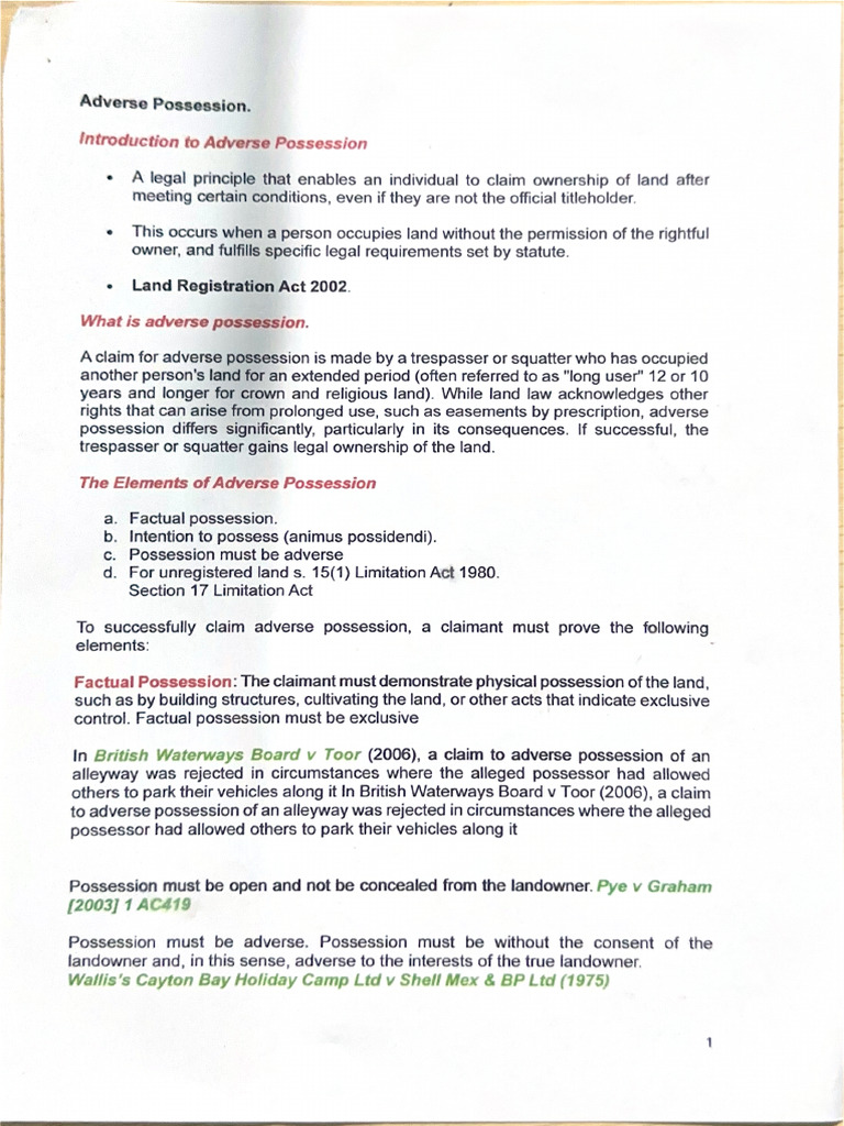 Adverse Possession. | PDF