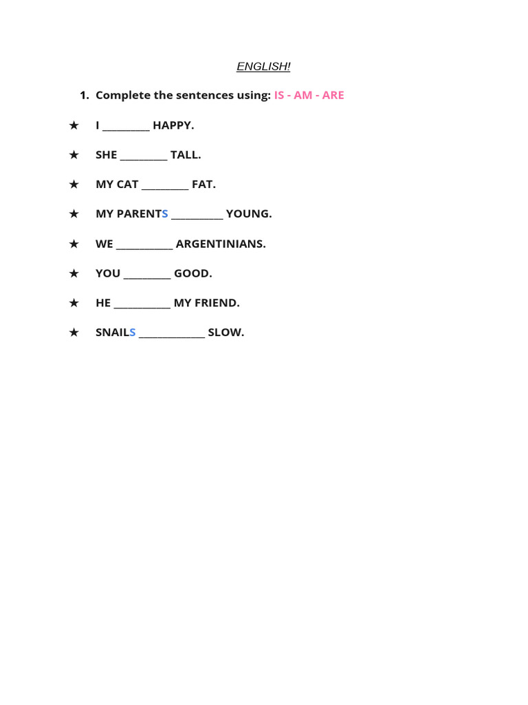 HOMEWORK Verb To Be | PDF