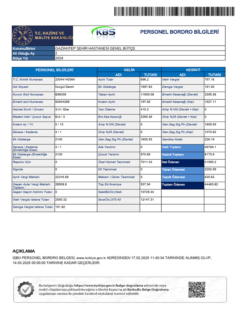 2024 Yili Subat Ayi Bordro 0 | PDF