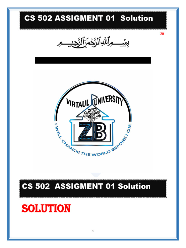 CS502 ASSIGMENT 1 SOLTION 2025 BY ZB | PDF | Course Credit | Student Assessment And Evaluation