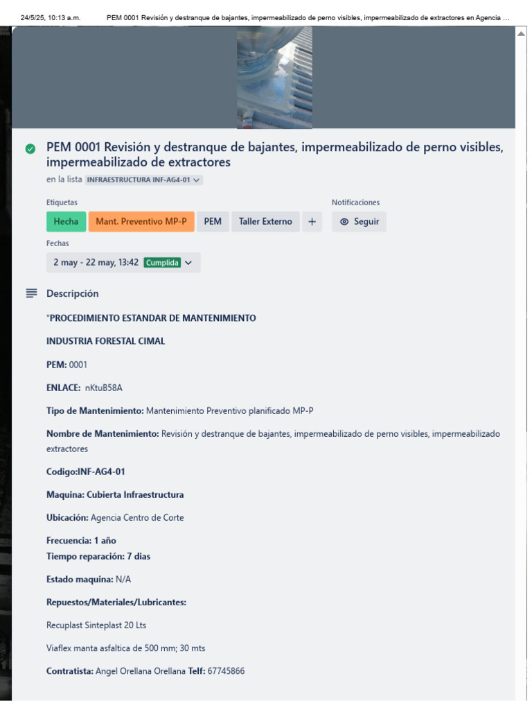 PEM 0001 Revisión y Destranque de Bajantes, Impermeabilizado de Perno ...
