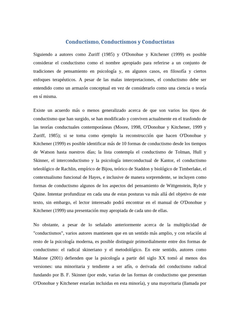 Conductismo | PDF | Behaviorismo | Sicología
