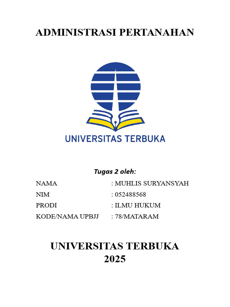 Tugas 2 Administrasi Pertanahan Oleh Muhlis Suryansyah | PDF