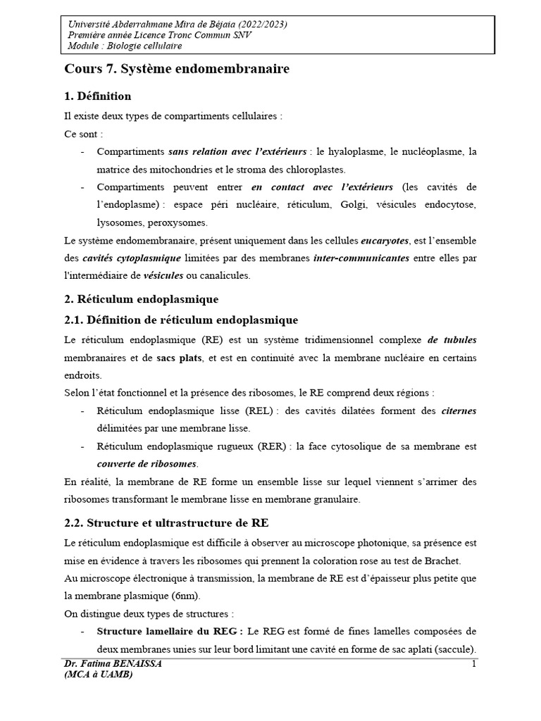 Système endomembranaire en biologie cellulaire | PDF | Lysosome ...