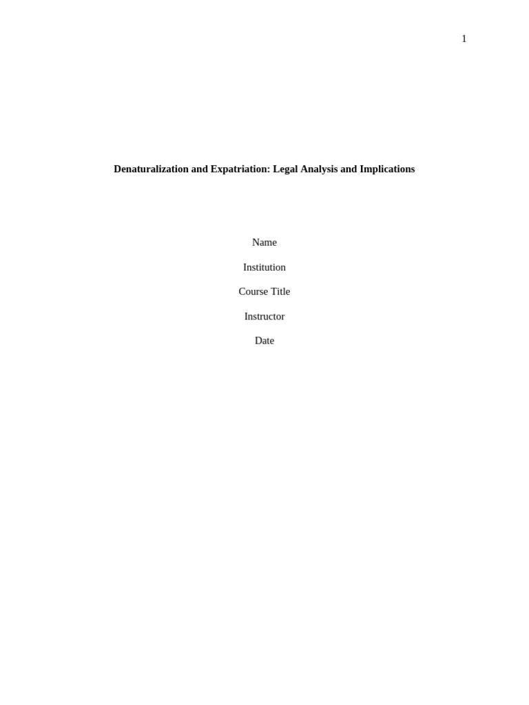 Denaturalization and Expatriation Legal Analysis and Implications | PDF ...