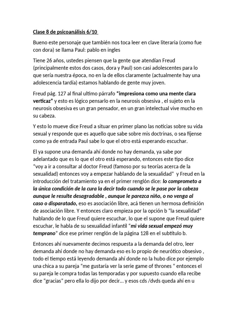 Paul y la Neurosis Obsesiva en Freud | PDF | Neurosis | Complejo de Edipo