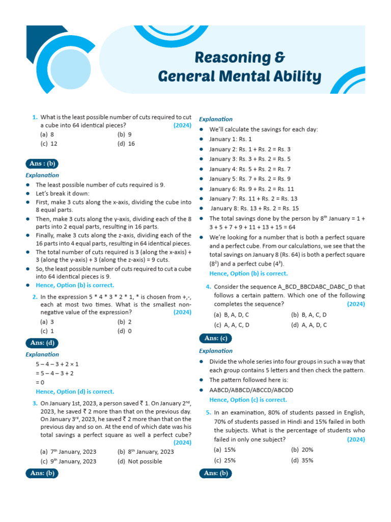 02-Reasoning_&_General_Mental_Ability_English | PDF | Odds | Mathematics