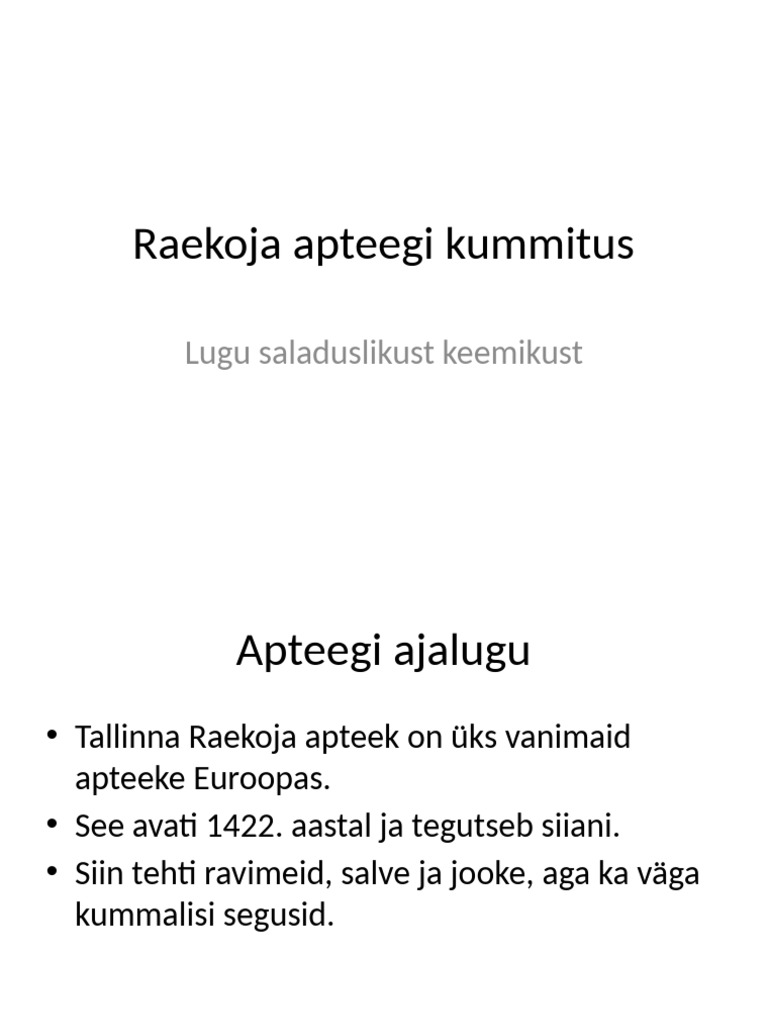 Raekoja Apteegi Kummitus | PDF
