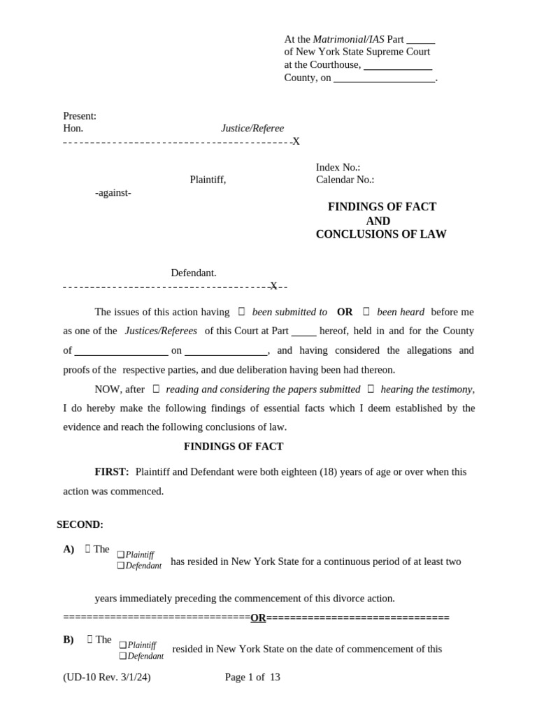Findings of Fact and Conclusion of Law Template | PDF | Child Support ...
