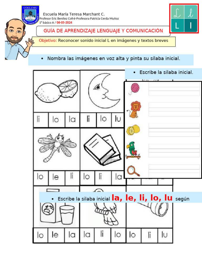 Consonante L Sonido Inicial - Lenguaje | PDF