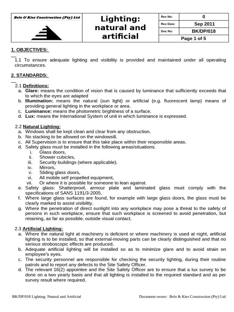 BK - DP.018 Lighting, Natural & Artificial | PDF | Lighting | Incandescent Light Bulb