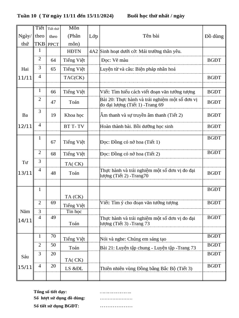 LBG_TUAN 10_LỚP 4A2 | PDF