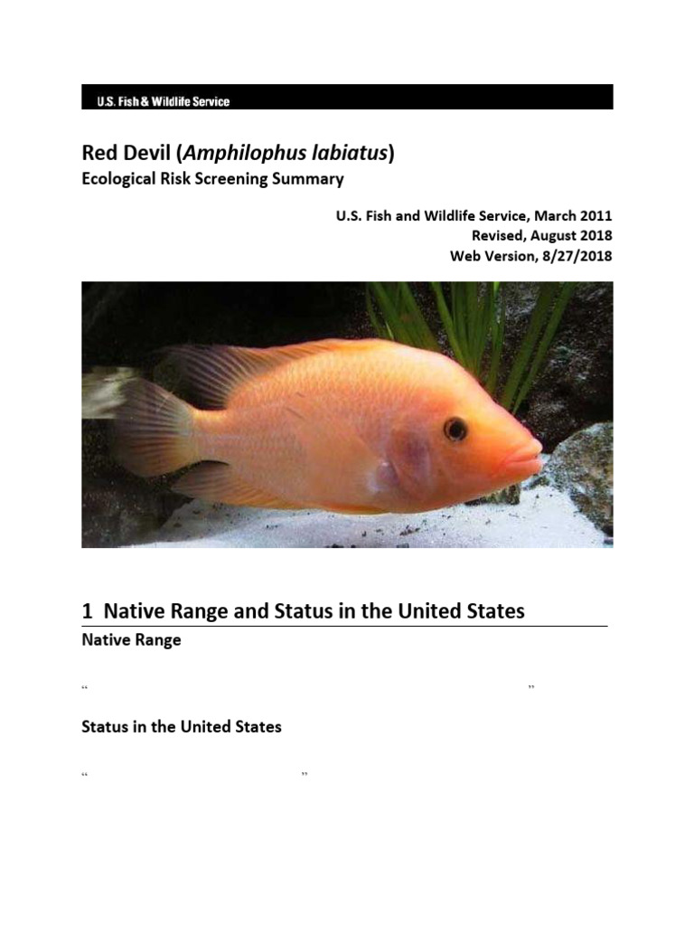 Ecological Risk Screening Summary Red Devil | PDF | Fishkeeping | Fish