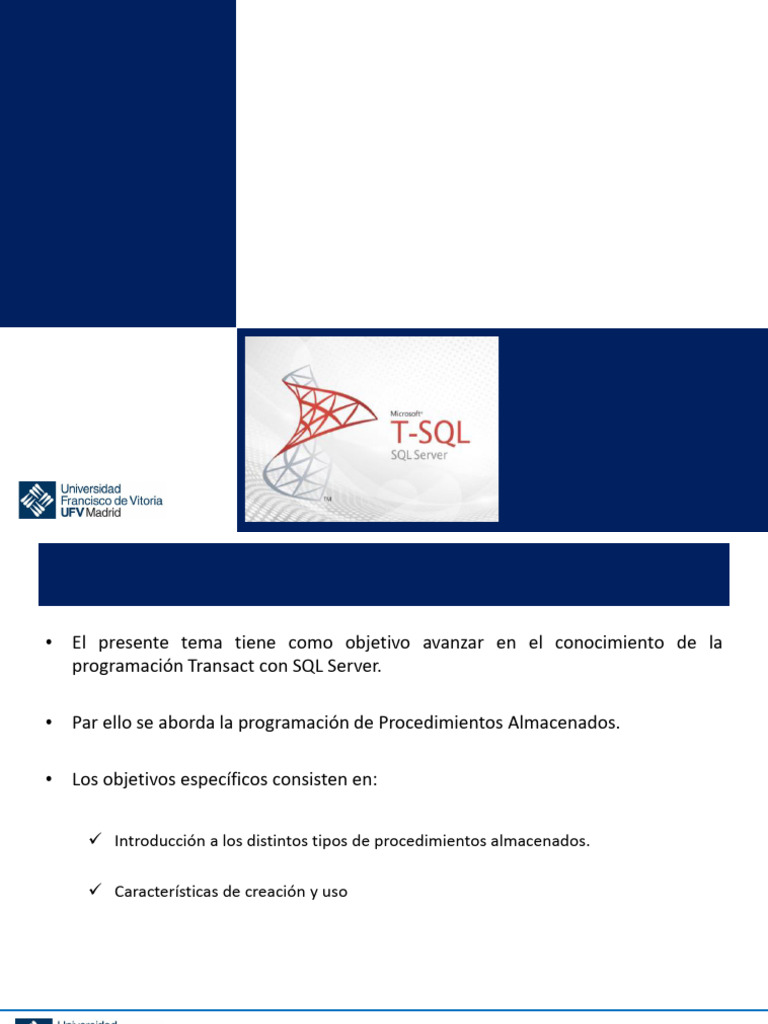 Tema 4A Procedimientos Almacenados | PDF | SQL | Servidor SQL de Microsoft