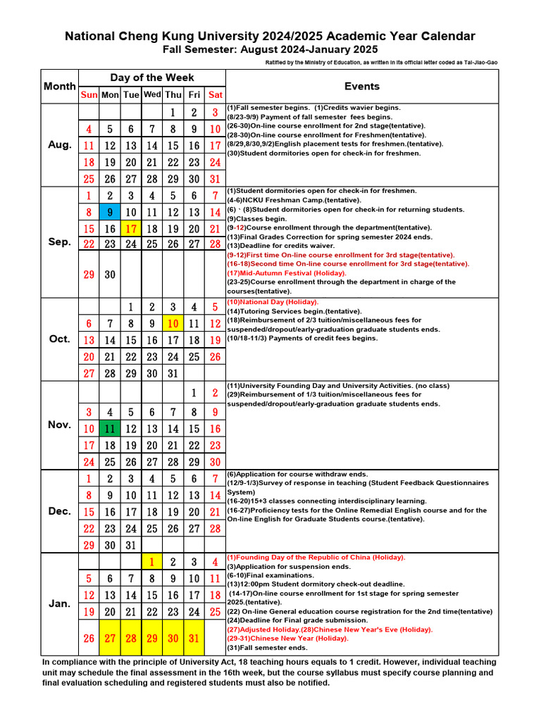 NCCU Academic Calendar 2025-2026 | PDF | Academic Term | Educational Stages