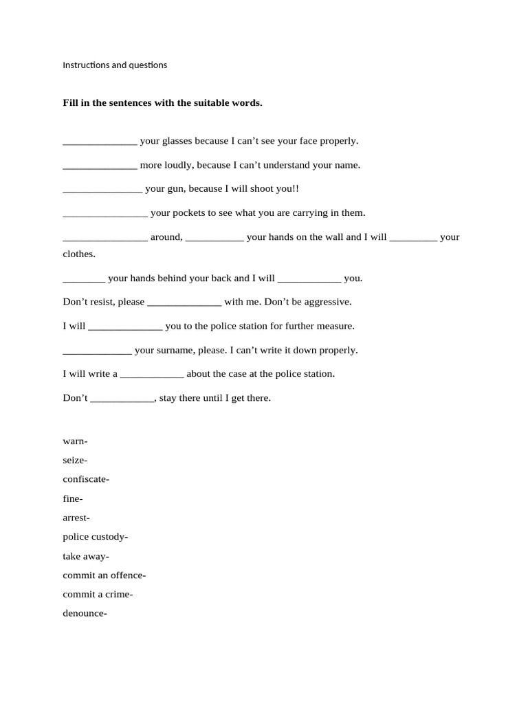 Instructions and Questions Doga | PDF