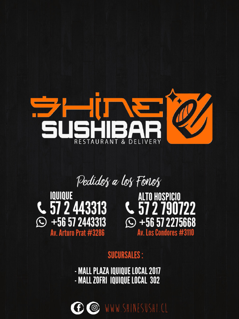 Carta de Sushi Shine Iquique | PDF | Mariscos | Cocina japonesa