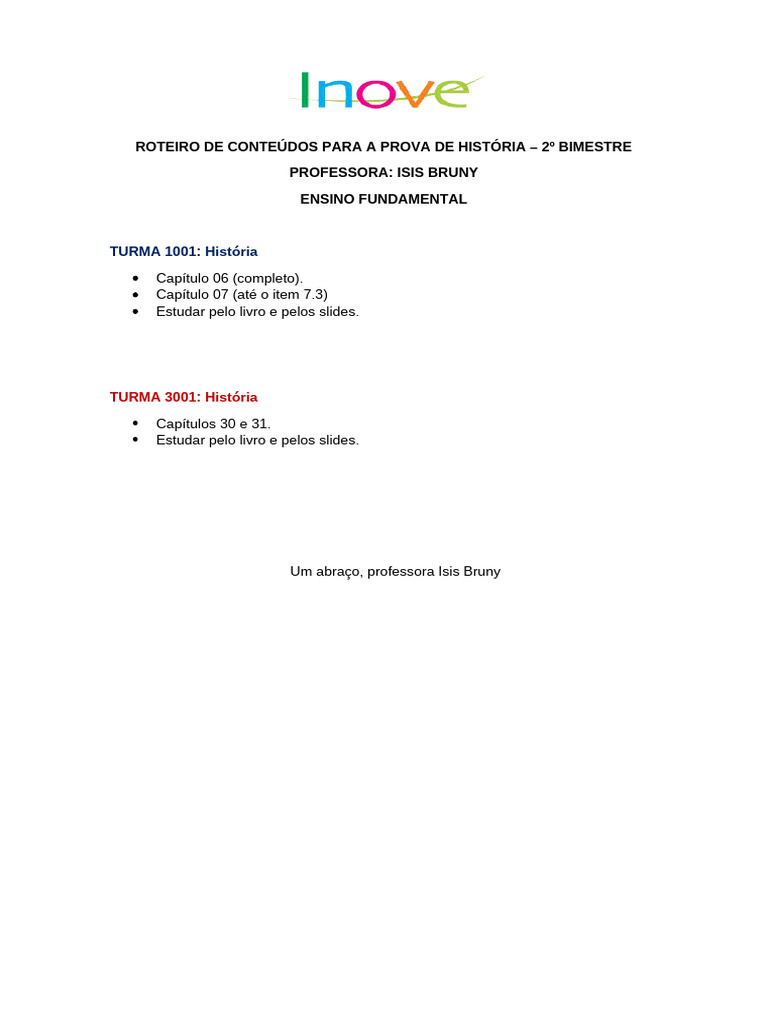 Roteiro de Conteúdos para A Prova 2B - Ensino Médio | PDF