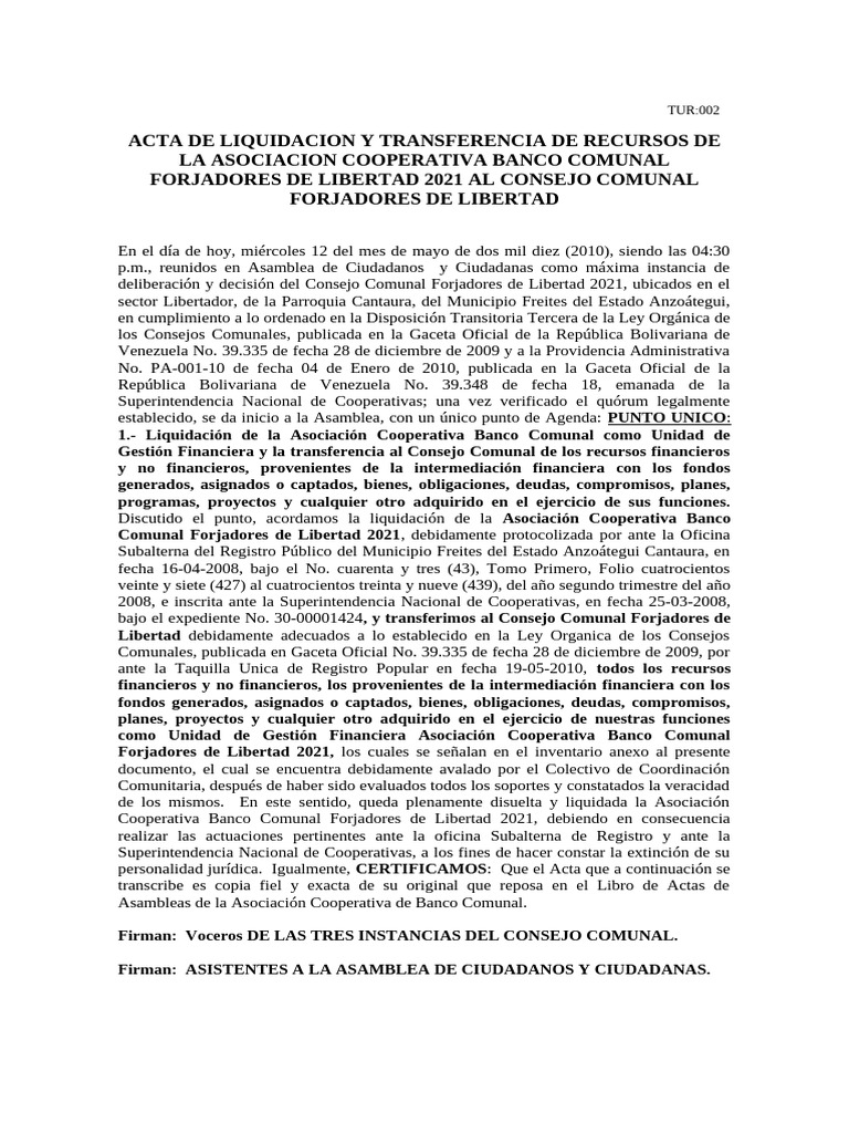 Liquidación Banco Comunal Forjadores 2021 | PDF | Cooperativa