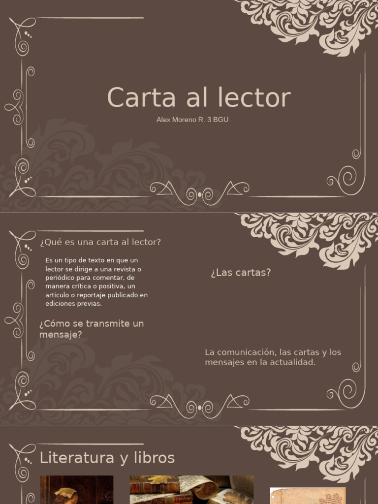 Carta Al Lector Alex Moreno R 3 BGU | PDF