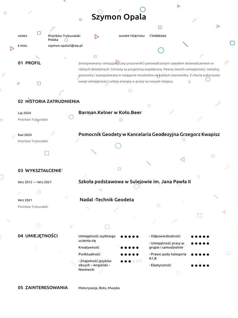 Szymon Opala CV | PDF