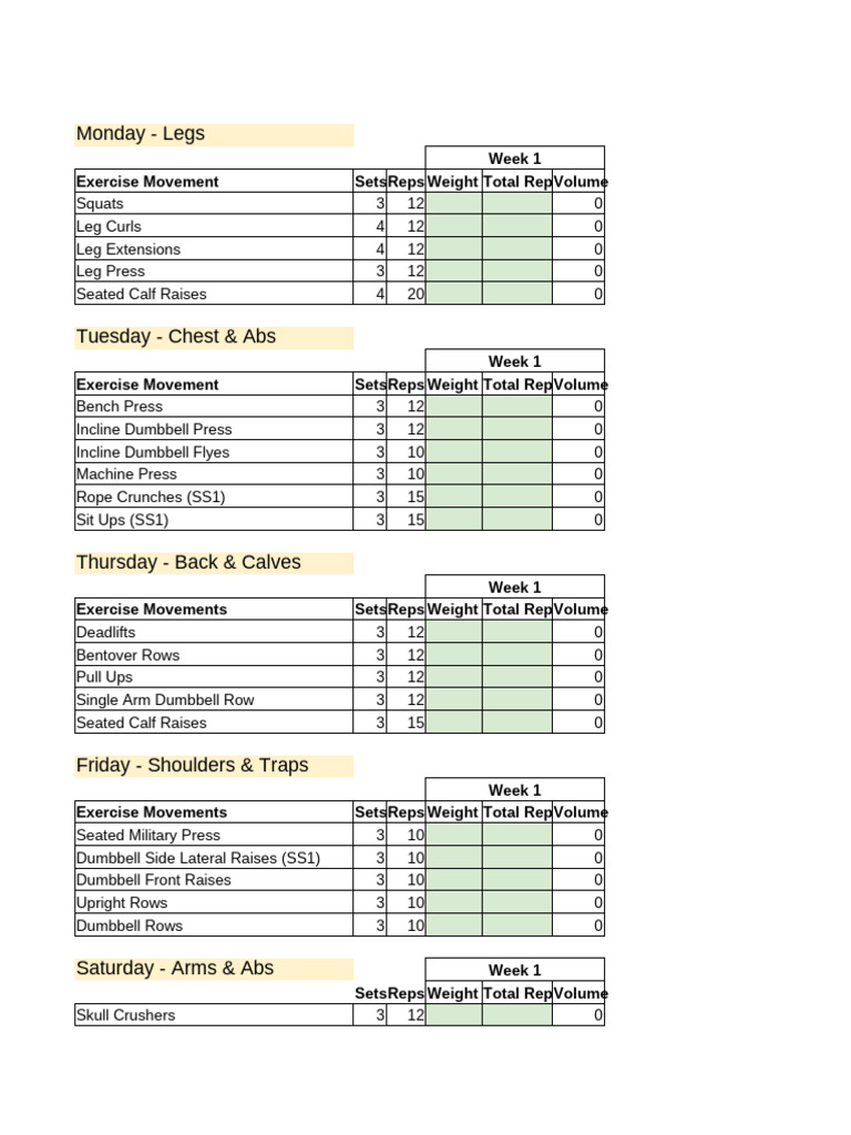 Jay Cutler Workout Routine Spreadsheet _ LiftVault.com | PDF | Physical ...