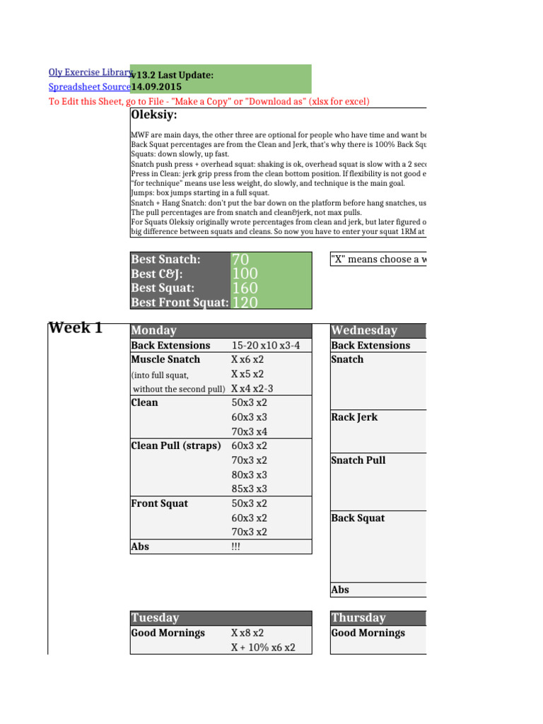 Oleksiy Torokhtiy 13 Week Olympic Weightlifting Program | PDF | Weight ...