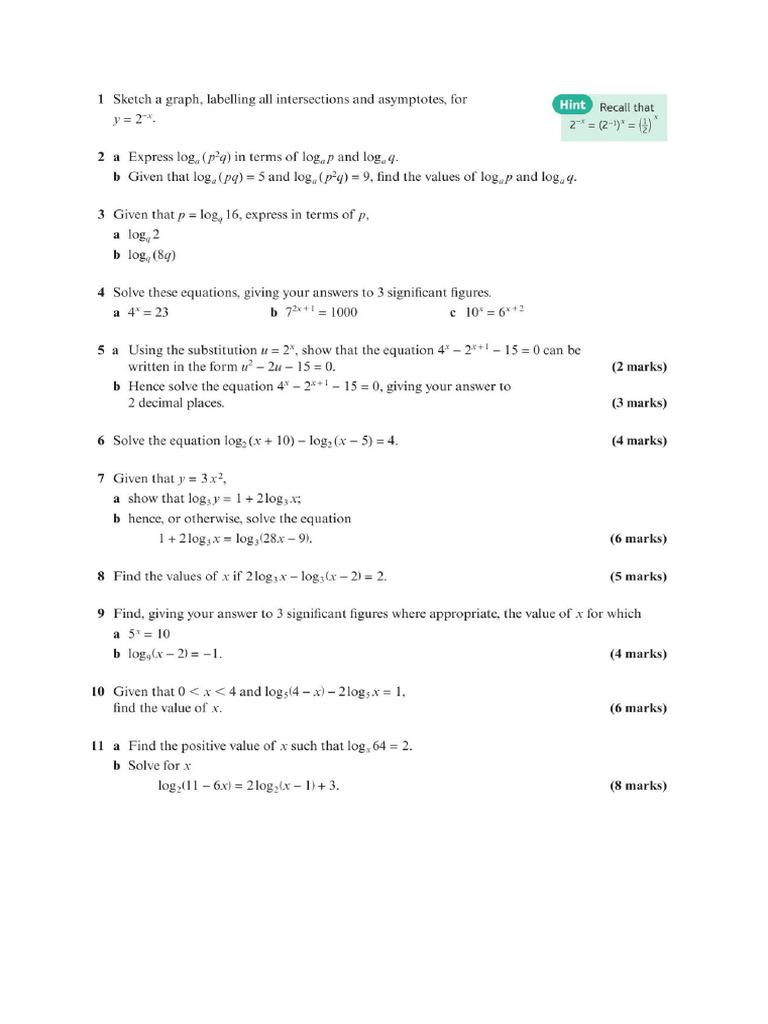 IAL Exponential and Logarithm | PDF