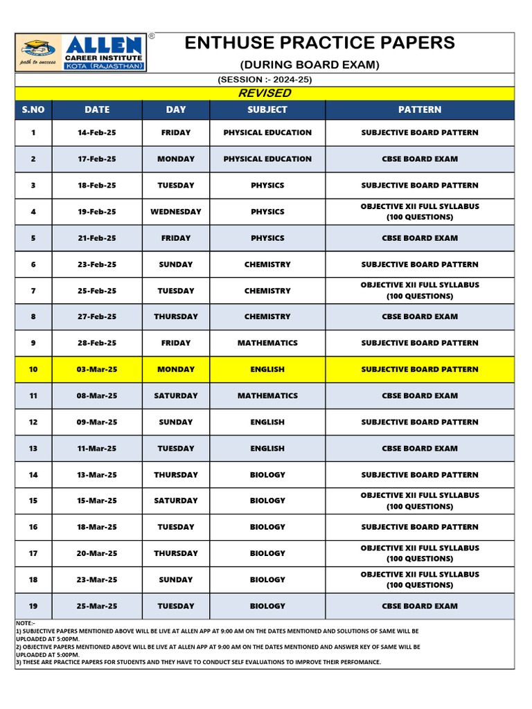 Allen BPT Practice Paper Inbetweenboards | PDF | Qualifications ...
