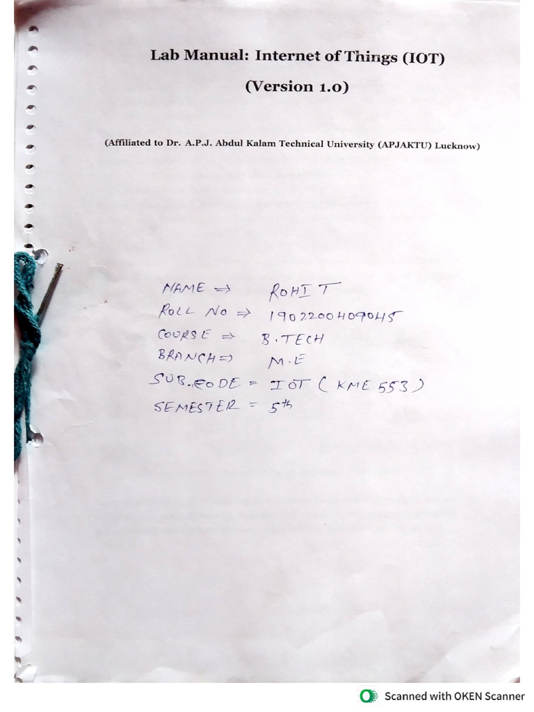 IOT Lab File | PDF