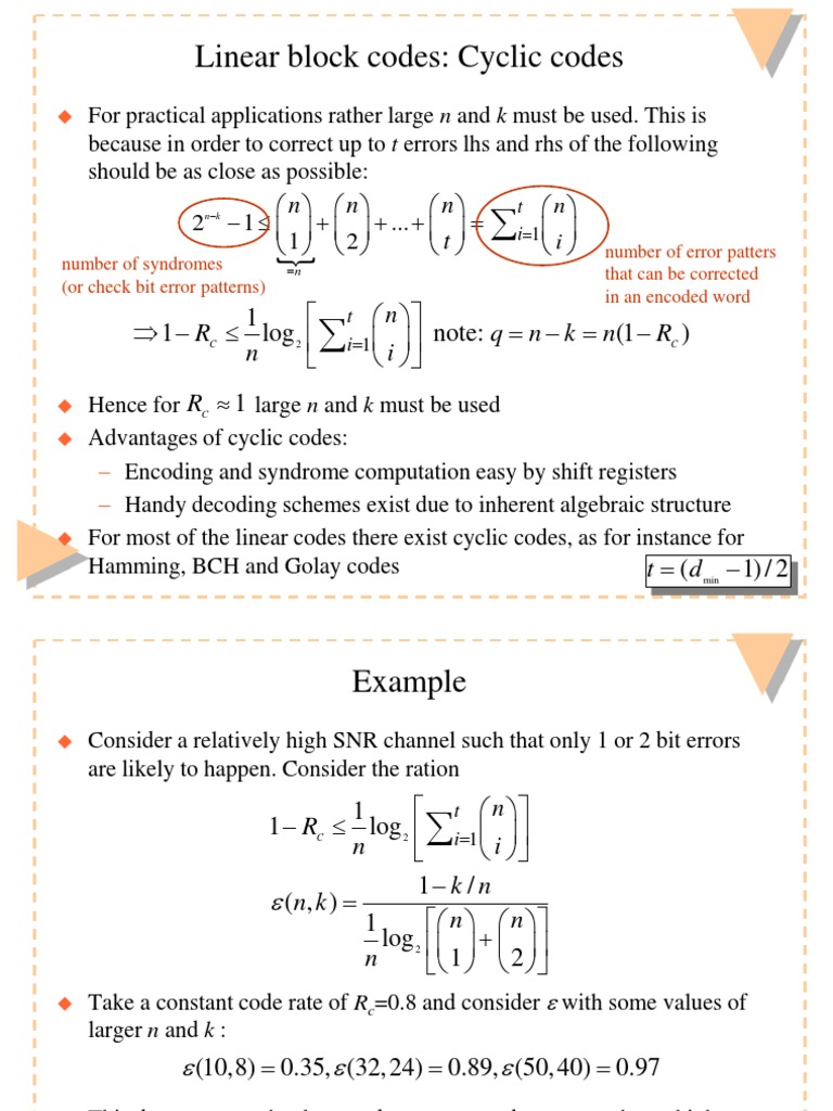 Linear Block Codes: Cyclic Codes: R Q NK N R N | PDF | Naming ...