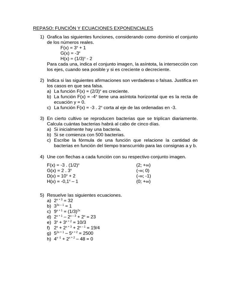 Repaso Func y Ec Exp | PDF