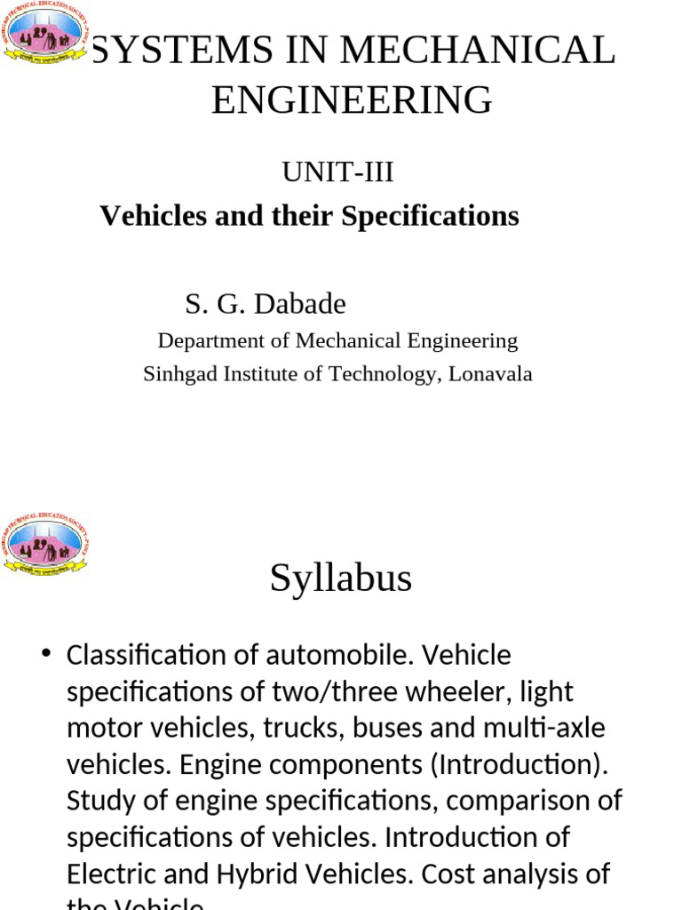 Vehicle Specifications in Mechanical Engineering | PDF | Piston ...
